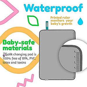 Toolik Baby Diaper Changing Pad, Extra Large (27.5 x 19.7 inch) Waterproof Mat for Stroller Walks or Diaper Bag, Fits Newborn and Toddler for Quick Change on The go (Grey, Solid)