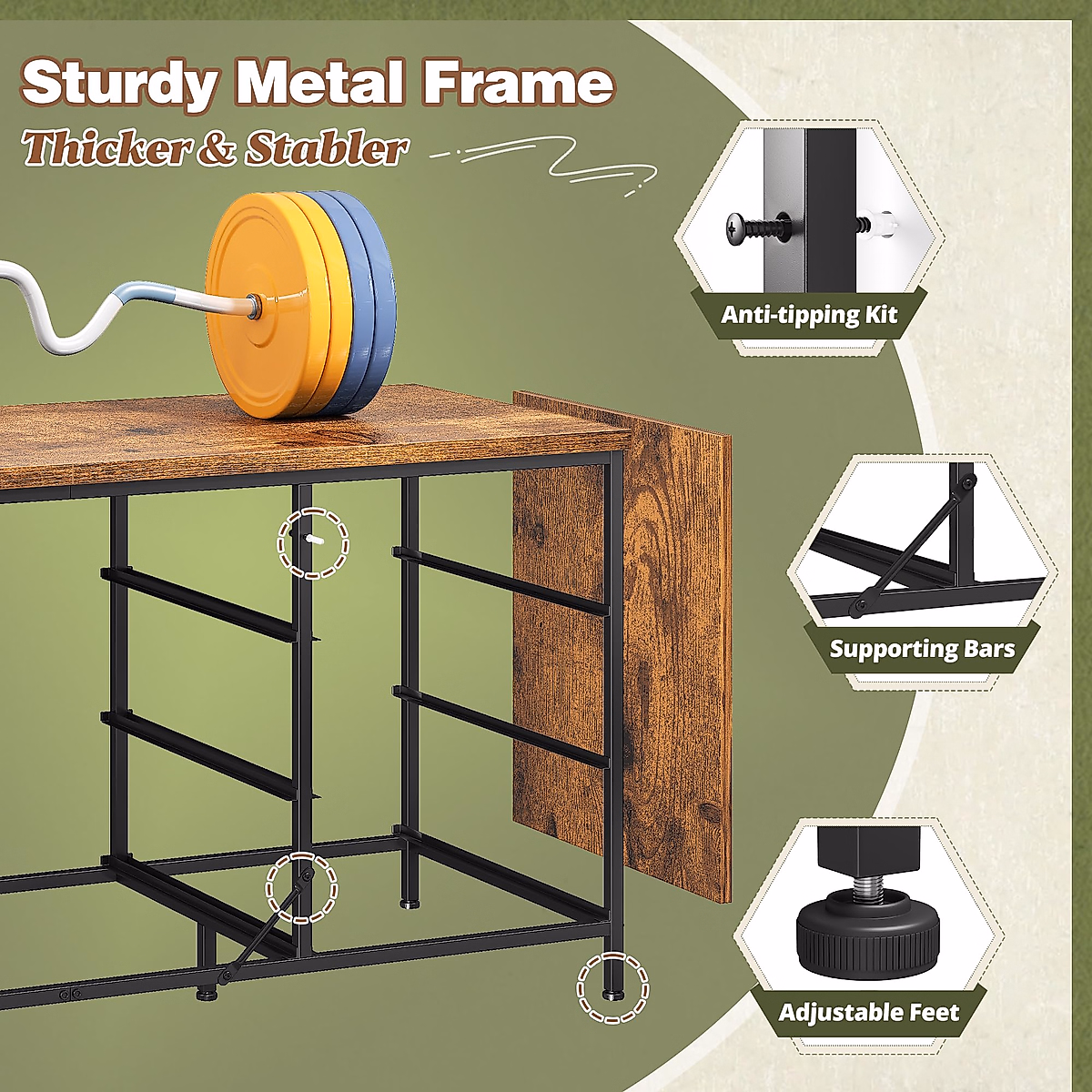 EnHomee Dresser TV Stand with 9 Drawers for 60'' TV Stand for Bedroom Long Dresser for Bedroom Wide Dressers & Chests of Drawers, Sturdy Metal Frame & Wood Top, Living Room, Closet, Rustic Brown