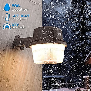 TORCHSTAR LED Barn Light, Dusk to Dawn Area Lights with Photocell, Outdoor Security Flood Lighting, ETL & DLC Listed, Wet Location, 110-277V, Garage, Farm, Yard, 3000K Warm White, Bronze, Pack of 2