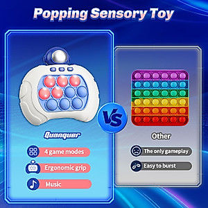 Quanquer Pop Toy Fast Push Game, Electronic Fidget Light Up Sensory Toys Travel Bubble Handheld Game Birthday Gifts for Age 5 6 7 8 9 10-12-18 Year Old Kids Adults Girl Boys, Astronaut, Blue & White
