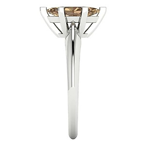Clara Pucci 1.0 ct Marquise Cut Solitaire Brown Champagne Simulated Diamond Bridal Designer Anniversary Engagement Ring 14k White Gold