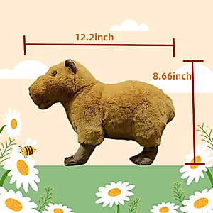 FRANKIEZHOU Realistic Capybara Plush Toy 12”,Lifelike Rodent Capybara Stuffed Animals,Pillow Plush,Soft Wild Animals Crawling Capybara Stuffed Toys,Plushie Toys,Gifts for Kids,Baby Gift, Cry Babies
