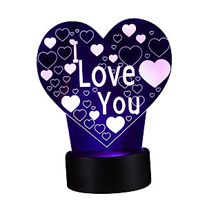 ARTIBETTER 1pc Love Colorful Night Lamp Bedroom Atmosphere Light Party Decorative Light 3D Party Night Light Romantic Night Light Romantic Gift Love Night Lights LED Night Lights Desk Topper