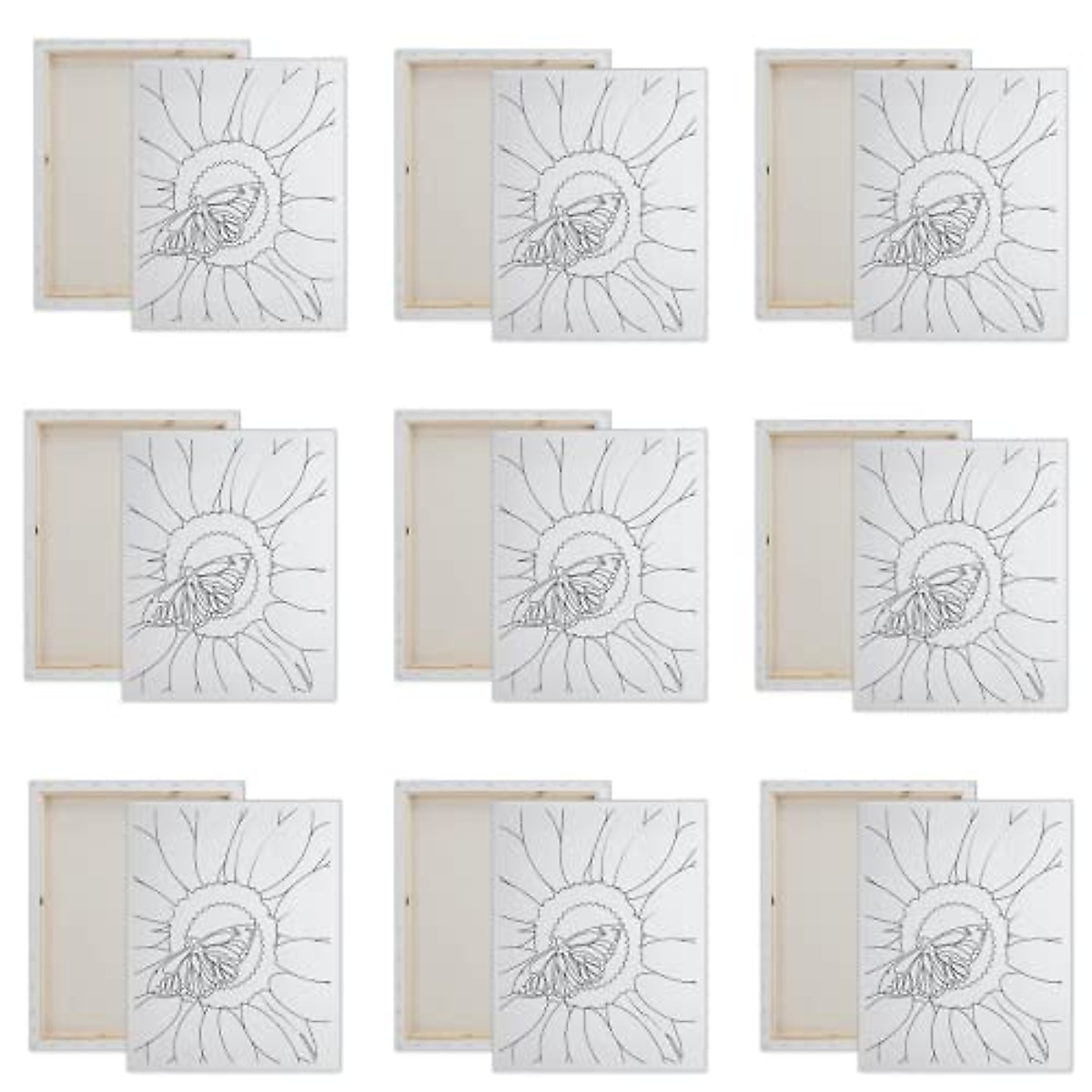 Essenburg 30 Pack Pre Drawn Canvas Paint Kit | Teen, Kids and Adult Sip and Paint Party Favor | DIY Date Night Couple Activity| Canvas Boards for painting| Birthday Sunflower (S 8X10 CANVAS ONLY)