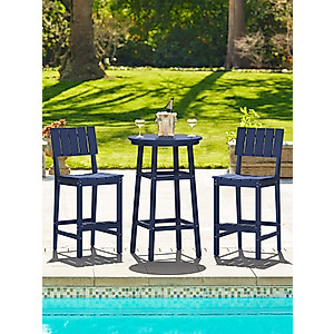 Homenjoy Patio Bar Stools Set of 2, HDPE Weather Resistant Tall Adirondack Chair, Heavy Duty Bar Height Adirondack Chairs with Footrest, 27.8 inch High Balcony Chair for Deck Pool, Navy
