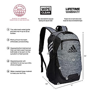 adidas Stadium 3 Team Sports Backpack, Jersey Onix Grey, One Size