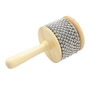 Mowind Wooden Cabasa Hand Shaker Percussion Instrument with Metal Beads for Classroom Band 3.4" Size