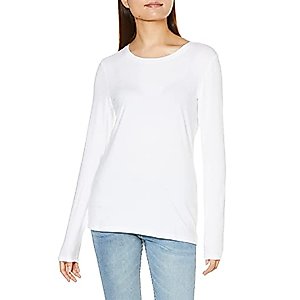 Amazon Essentials Women's Classic-Fit Long-Sleeve Crewneck T-Shirt (Available in Plus Size), White, X-Large