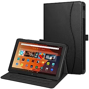 Fintie Case for All-New Amazon Fire HD 10 and 10 Plus Tablet (13th/11th Generation, 2023/2021 Release) 10.1" - [Multi-Angle] Stand Cover with Pocket Auto Wake/Sleep, Black