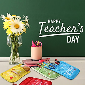 WILLBOND 12 Pieces Teacher Appreciation Gifts Teacher Pot Holders with Pocket Funny Pot Holders for Kitchen Heat Resistant Oven Mitts Hot Pads for Baking Cooking