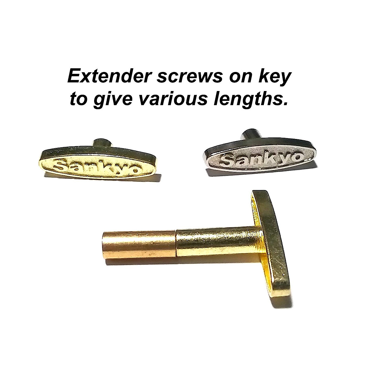 Odyssey Online Music Box Winding Key Set Short to Long - - Three Keys with 1/2 Inch Extender - - Gold and Silver - - 1/4, 1/2, 3/4 inch Plus Extension - - Best Choice - - Winder Winding Long Keys