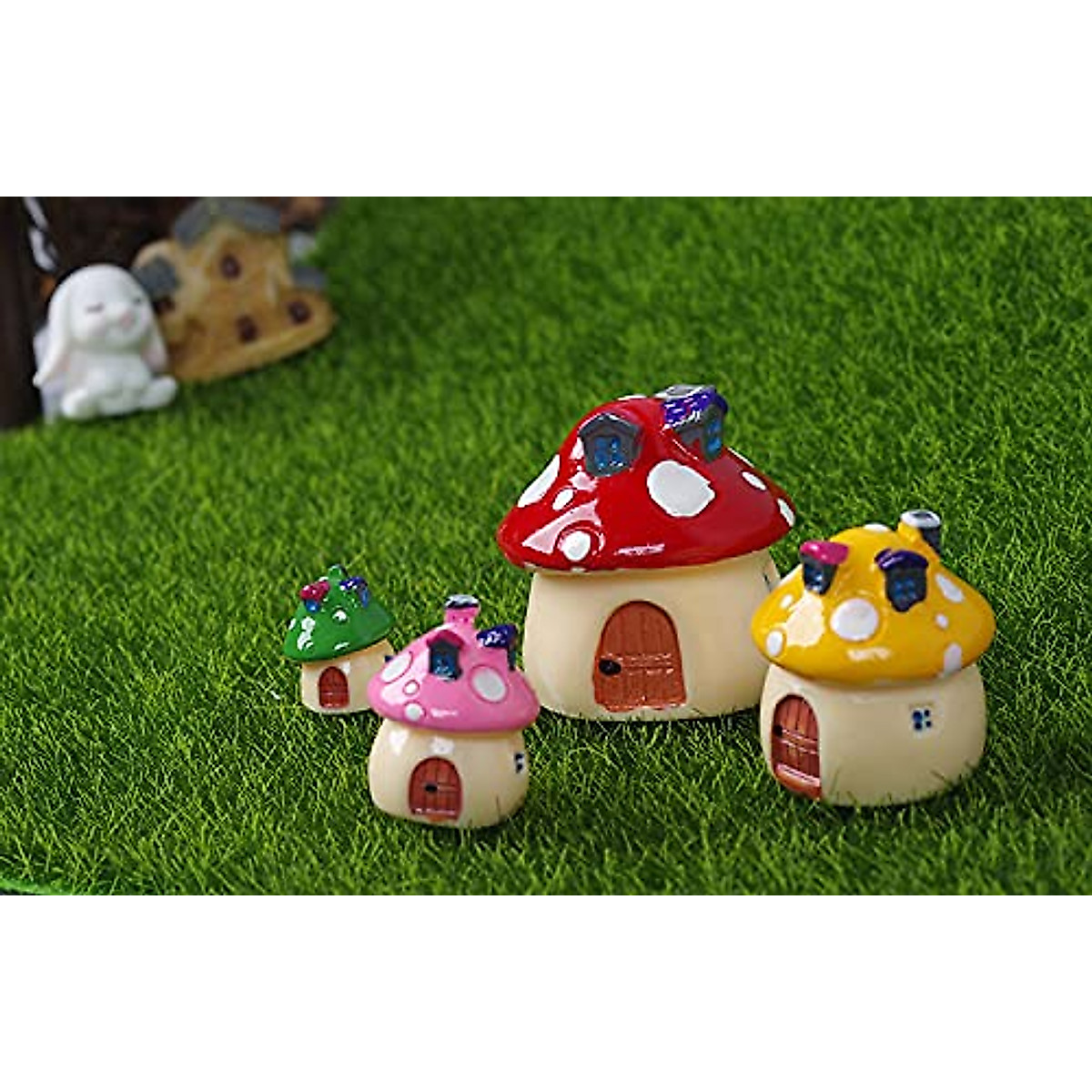 Dong Huang 8pcs Mini Mushrooms Miniature Fairy Garden Accessories Mushroom House, Micro Landscape Garden Decoration, Plant Flower Pots Ornaments(4 Sizes)