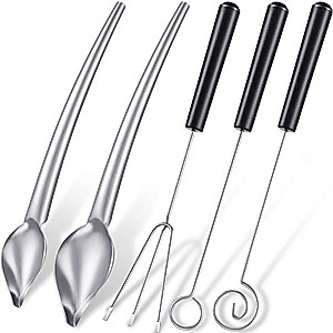 3 Pieces Candy Dipping Tools Chocolate Dipping Fork Spoons Set 2 Pieces Culinary Decorating Spoons Chef Art Pencil for Decorative Plates Stainless Steel Chef Spoon