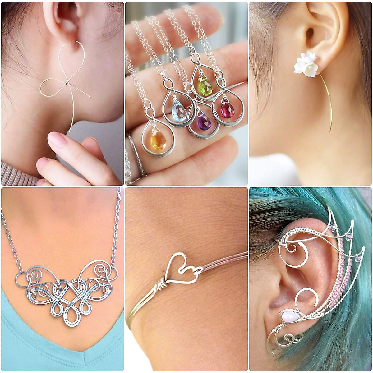 anezus 20 Gauge Jewelry Wire, Craft Wire Tarnish Resistant Copper Beading Wire for Jewelry Making Supplies and Crafting (Silver)