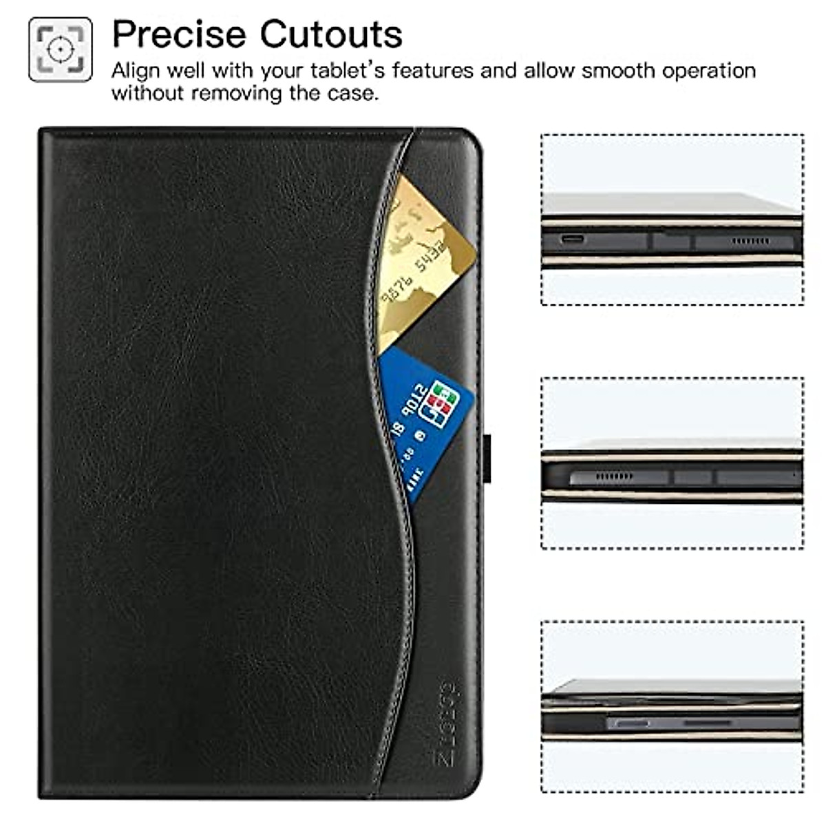 ZtotopCases for Samsung Galaxy Tab S8/S7 Case 11 Inch(SM-X700/X706/T870/T875/T878), PU Leather Folding Stand Cover with Auto Sleep/Wake & Multiple Viewing Angles, Support S Pen, Black