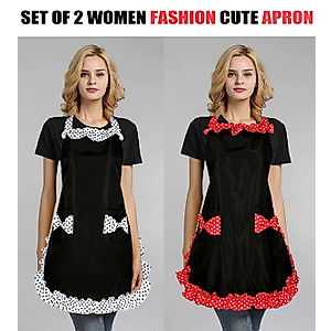 GAGOTE Cute Aprons for women, Girls Vintage Cooing Apron with Pockets for Mothers Day Gift 2 Pack