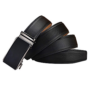 PlusZis 28"-68" Men's Leather Ratchet Dress Belt Big And Tall With Automatic Buckle
