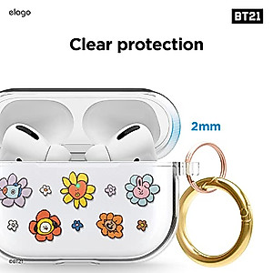 elago l BT21 Flower Clear Case Compatible with Apple AirPods Pro, Durable TPU Material, Reduced Yellowing, Clear Protection, Supports Wireless Charging [Official Merchandise] (Flower Garden)