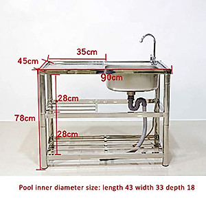 Outdoor sink Stainless-Steel Single Bowl Kitchen Utility Sink with Faucet & Drainboard, portable handwashing station laundry sink,outdoor camping sink station with hose hook up