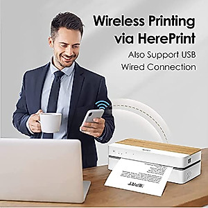 iDPRT Thermal Printer, Wireless Printer Inkless HD Printing in 3S, 100 Paper Loading, Auto Cutting, Compact Design, Support 8.26" X 11.69" A4 Thermal Paper, Small Printer for Home Use, Office
