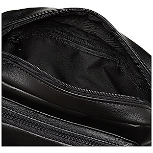 KANGOL(カンゴール) Kanol Logo Patch Leatherette Synthetic Leather Horizontal Style, Black (Black 19-3911tcx)
