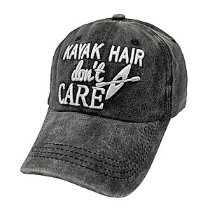 Waldeal Women's Kayak Hair Don't Care 3D Embroidered Hat, Denim Washed Adjustable Baseball Cap