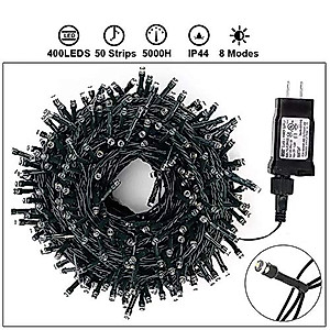 Ysdeal 400 LED Icicle Christmas Lights Outdoor, 32 Feet 50 Drops 8 Modes Window Curtain String Light Wedding Party Home Garden Bedroom Outdoor Indoor Wall Decorations (Worm White)