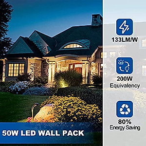 ELECALL LED Wall Pack Light 6600LM 50W 5000K Full Cut Off LED Security Outdoor Light Fixture,45°Adjustable,IP65 Waterproof,Led Wall Light for Garden House Driveway Patio Yard,150W HID Replacement,ETL