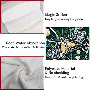 Kitchen Towel-Mushroom Moth Art Painting-Hand Towels Tie Towel Soft Microfiber Absorbent Washcloth Also for Bathroom Hand Sink Laundry Room RV Tabletop 2pcs