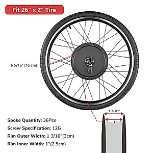AW Electric Bike Conversion Kit 48V 1000W 26" Front Wheel Powerful Motor, Dual Mode Controller, W/LCD Display Twist Throttle PAS