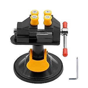 Saipe Universal Mini Table Vise Clamp 360° Suction Vice Clamp Drill Press Vise Table Bench Vice Craft Vise DIY Sculpture Craft Carving Tool for Jewelry Watch Walnut