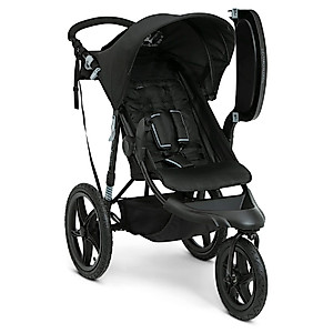 Delta Children Apollo Jogging Stroller - Shock Absorbing Frame with Large Canopy & Recline - Car Seat Compatible, Black