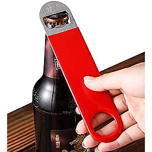 JCD 3 Pack Heavy Duty Stainless Steel Flat Bottle Opener, Solid and Durable Beer Openers, Red, Black, Green, 7 inches