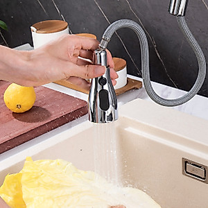 Pull Down Kitchen Faucet Sprayer Head Replacement Part, 3 Function kitchen Sink Faucet Replacement Nozzle, Spray Head for American Standard Faucets, Kohler, Hansgrohe, Grohe, Moen, Delta, Chrome