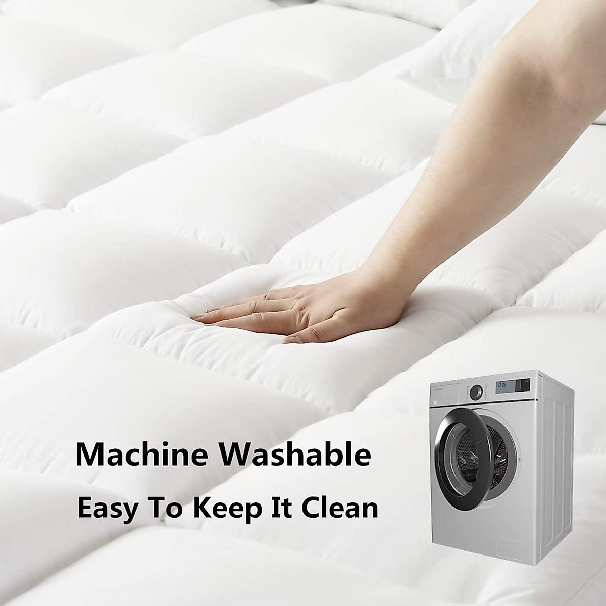 DROVAN Mattress Topper California King Size - Extra Thick Mattress Pad Cover - Pillow Top Deep Pocket with Breathable 7D Spiral Fiber Filling Cooling Mattress Cover