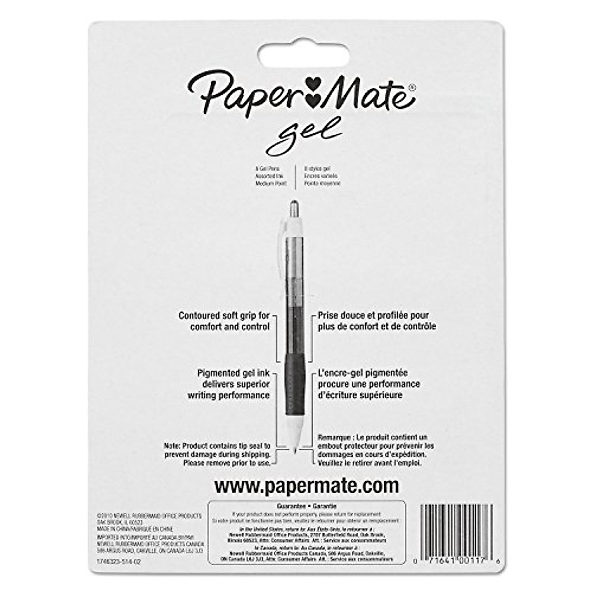 Paper Mate 1746323 Gel Retractable Pen.7mm Point, 8/PK, Assorted