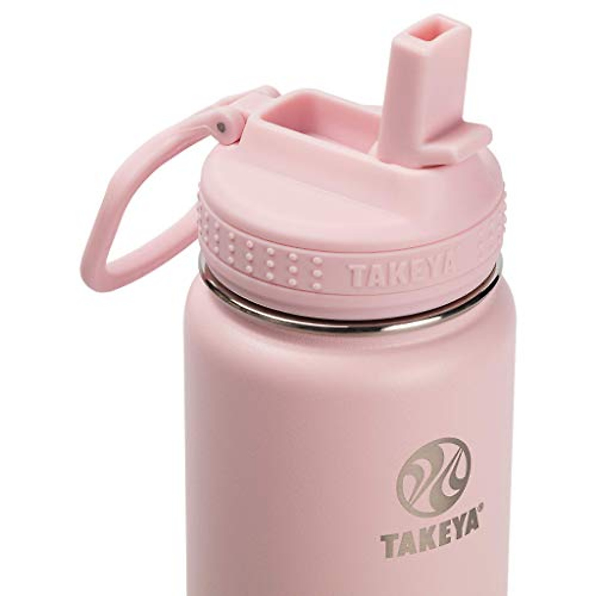 Takeya Actives Insulated Stainless Steel Water Bottle with Straw Lid, 22 Ounce, Blush