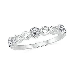 DGOLD 10kt White Gold Round White Diamond Classic 3 stone Ring (1/4 cttw)