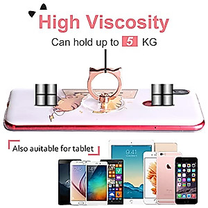 Cat Phone Ring Holder - EI Sonador Clear Cell Phone Ring Holder Transparent Stand Finger Grip (1 Silver + 1 Rose Gold Cat)