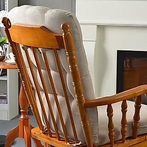 Wlvos Anti-Pinching Glider Chair for Nursery, Wood Glider Rocker with Ottoman Set, Nursery Rocking Chair for Living Rooms, Bedrooms (Antique Brown)