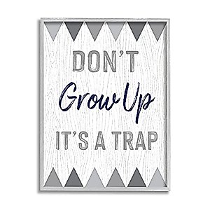 Stupell Industries Growing Up is A Trap Phrase Rustic Triangles, Designed by Ashley Calhoun Gray Framed Wall Art, 24 x 30, Grey