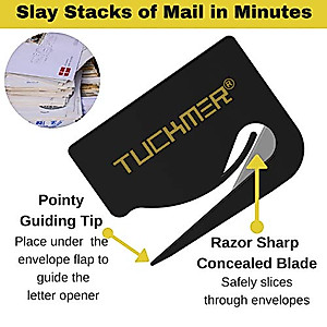 Letter Opener Envelope Slitter - Mail Opener for Women, Men, Office, Home & Business Travelers - Openers with Safety Concealed Razor Blade and Guiding Tip for Perfect Cut - Set of 4 (Colors)