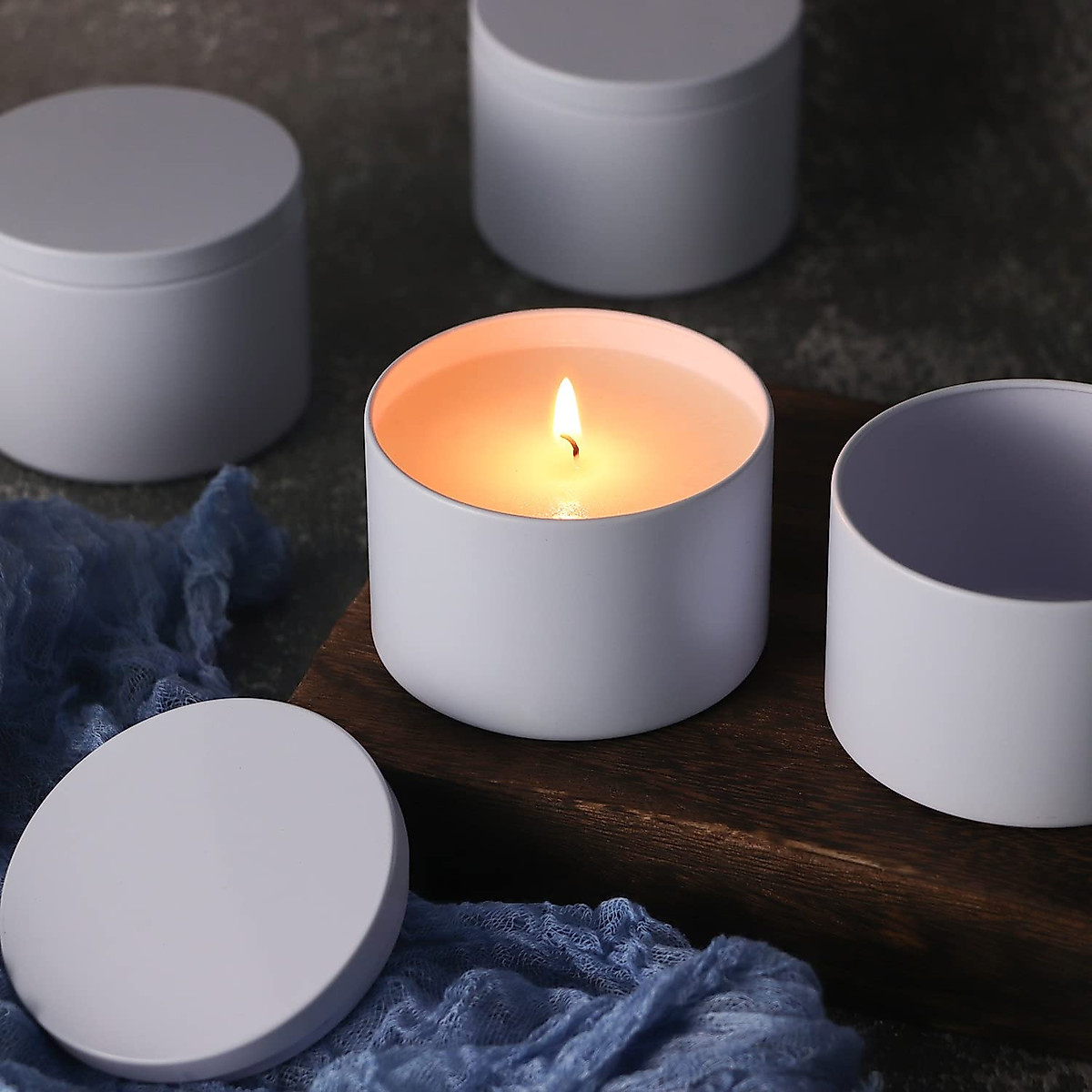 8oz Candle tins with lids,24 Pieces White Candle Jars,Bulk Candle tins for Making Candles,Candle Making Jars