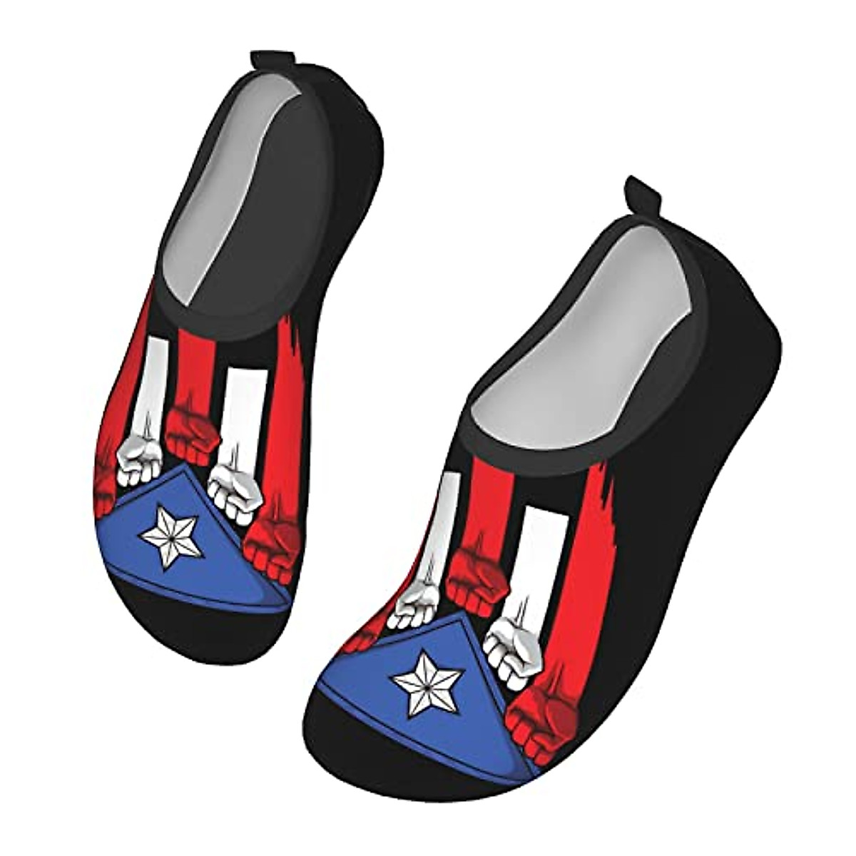 Puerto Rican Flag Logo Water Shoes Outdoor Exercise Water Shoes Adult Water Shoes Necessities for Men Women Water Games Black