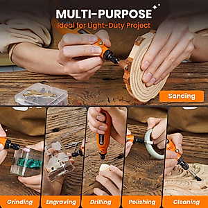 HARDELL Mini Cordless Rotary Tool 3.7V, 5-Speed Rotary Tool Kit with 43 Accessories, Type-C Charging Power Rotary Tool for Engraving, Sanding, Polishing, Drilling, Grinding, Small DIY Crafts