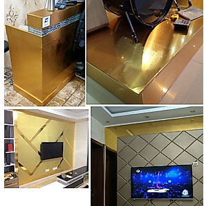 Emoyi Brushed Metal Look Wallpaper Film Vinyl Self Adhesive Waterproof Wall Decal Sticker for Covering Counter Top 15.6''x79'' (Golden)