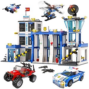 WishaLife City Police Station Toy Building Blocks Set with Prison, Police Car Toy, Helicopter Toy, Buggy Truck Toy, Fun Police Toys Gift for Kids, Boys and Girls Ages 6 Plus