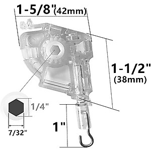 2pcs 2" Low Profile Wand Tilter Mechanism with 7/32" Hexagon Shaped Gear Hook Connection for Low Rail Horizontal Wood and Faux Wood Blinds headrail