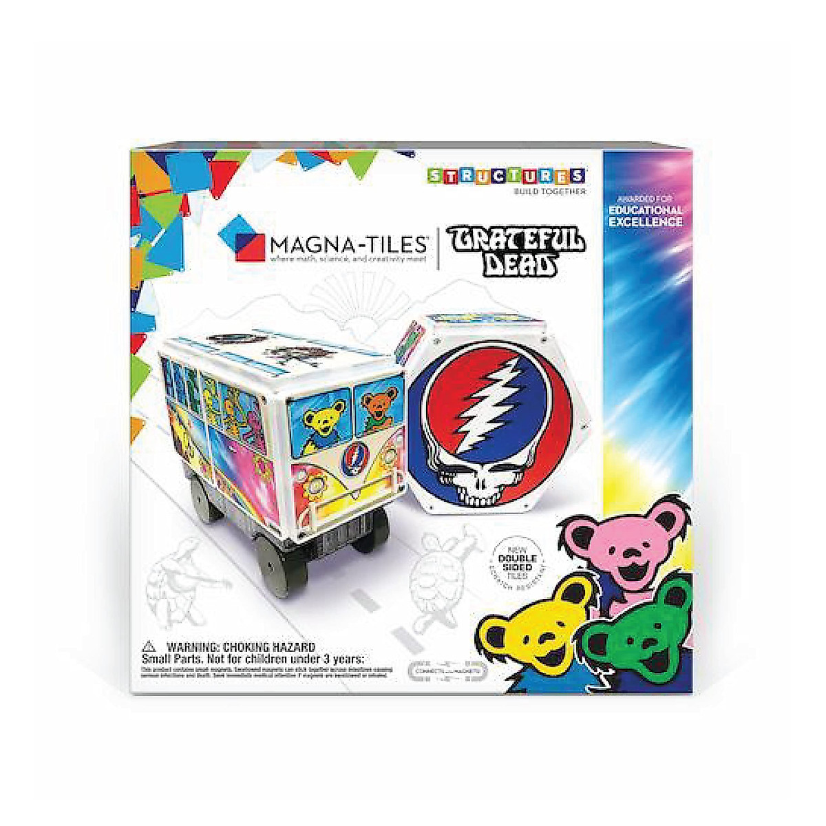 CreateOn Magna-Tiles Grateful Dead Music Collection Magnetic Tiles, Magnetic Kids’ Building Toys, Educational STEM Toys for Ages 3+, 15 Pieces