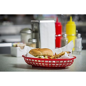 TableCraft H1074R6 6-Piece Classic Oval Plastic Baskets, Red